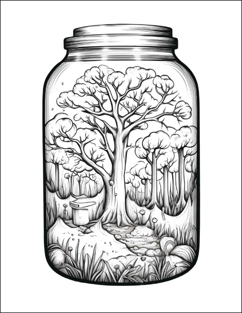 Life Inside Jar Adult Coloring Pages - NAM DIGITAL